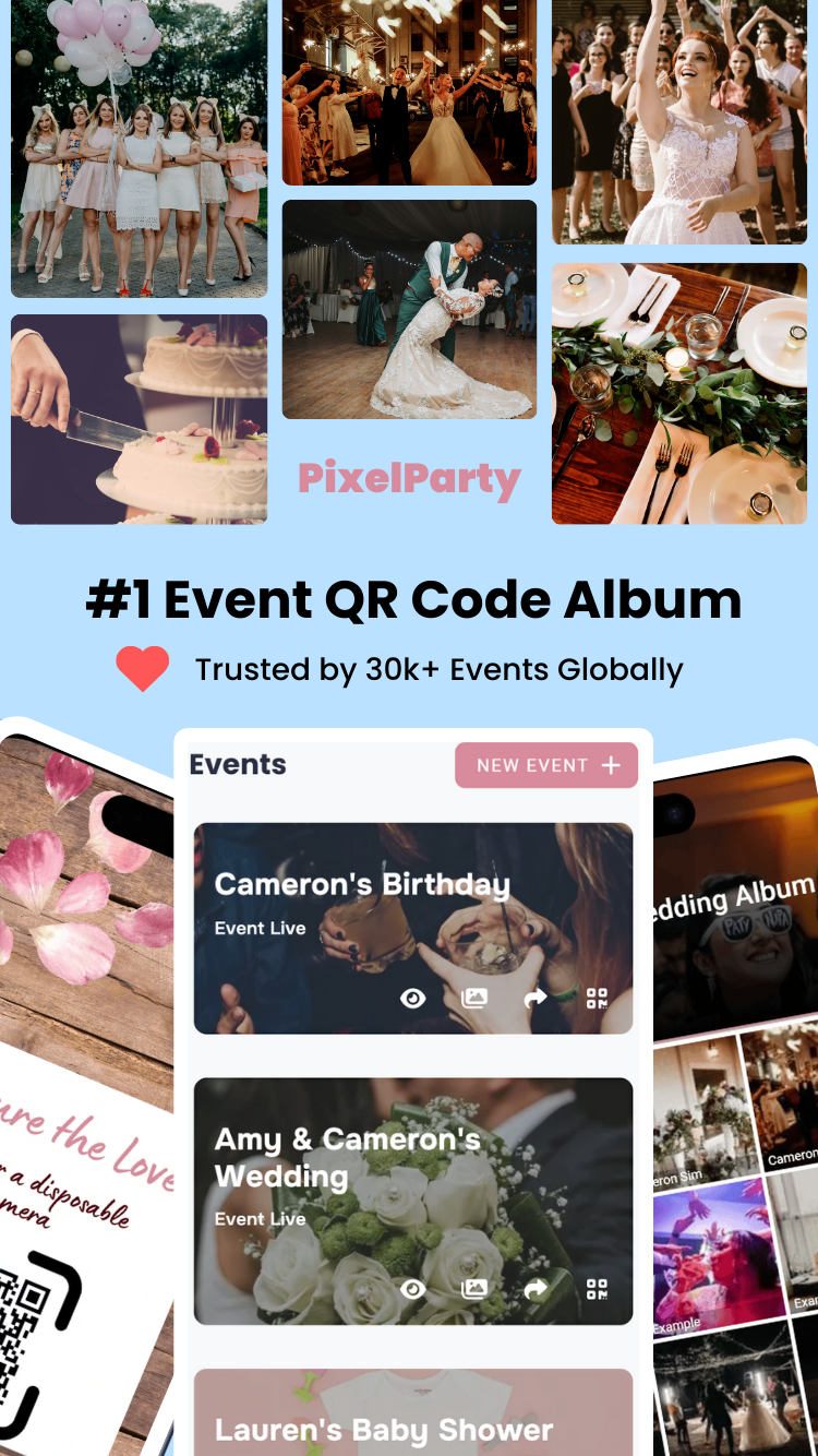 PixelParty – QR Code for Wedding Pictures | Seamless Guest Photo Sharing